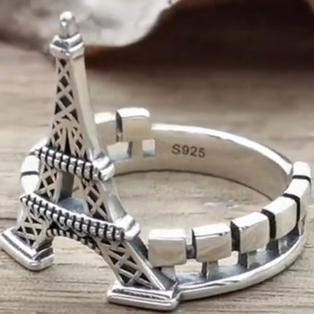 New Custom Made Eiffel Tower Sterling Silver Ring Siz… - Gem